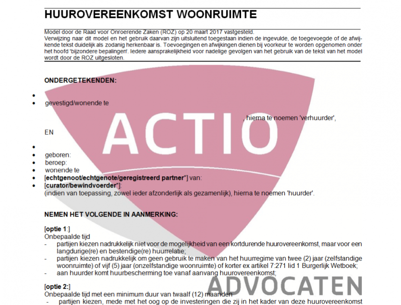 Nieuw ROZ model huurovereenkomst